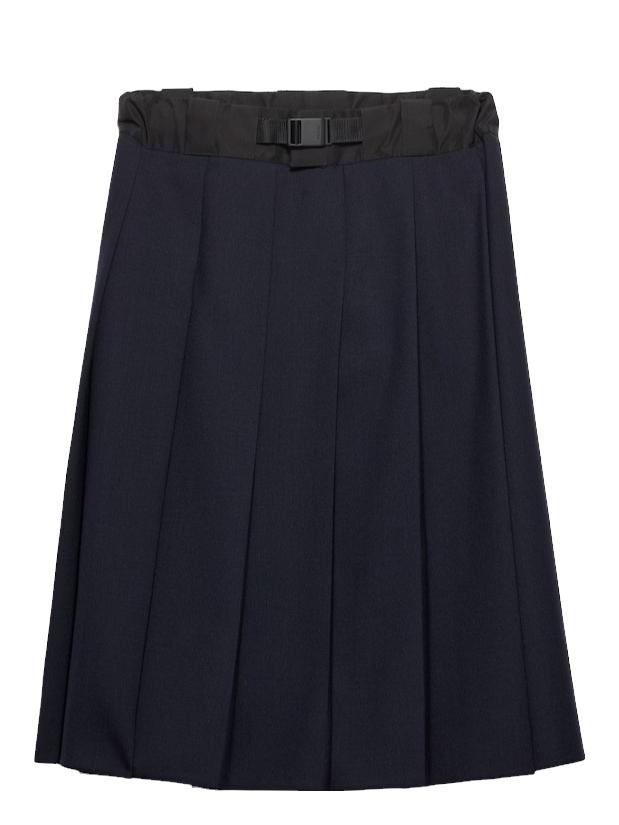 PRADA Prada Pleated Belted Midi Skirt
